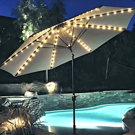 Pbazih Solar Umbrella Lights For Outdoor Waterproof Led String Lights