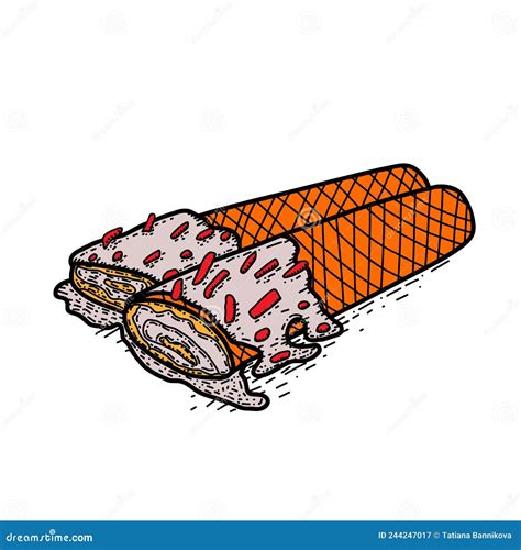 Mexican Food Marquesita Hand Drawn Vector Illustration In Doodle Style Stock Vector