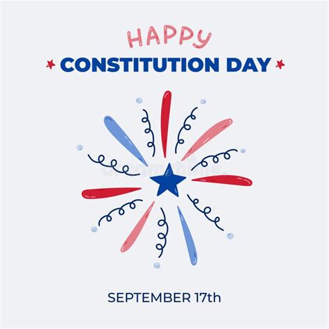 Happy Constitution Day Of Usa Minimalistic Cute Banner With Cartoon