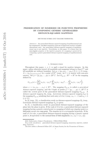 Pdf Preservation Of Immersed Or Injective Properties By Composing Generic Generalized Distance