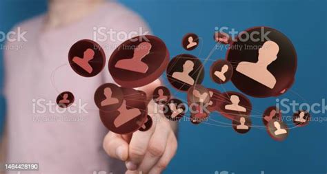 비즈니스 및 통신 아이콘이 있는 네트워크의 3d 렌더링을 제시하는 사람 3차원 형태에 대한 스톡 사진 및 기타 이미지 3차원 형태 가상현실 과학 Istock