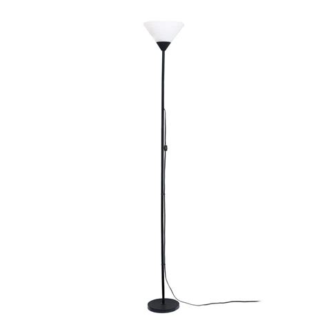 Creekwood Home Essentix 70 In Black 1 Light Torchiere Floor Lamp For Living Room With White