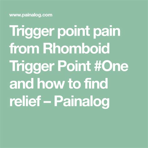 Relief From Rhomboid Trigger Point Pain