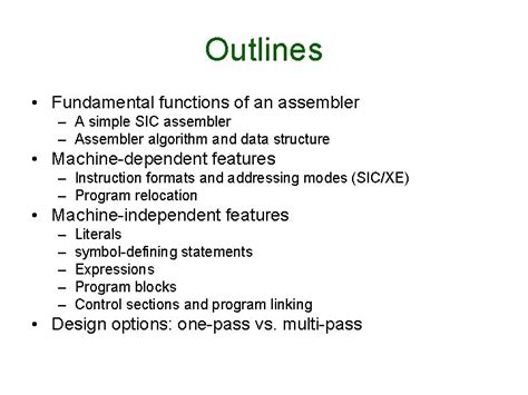 Assemblers Outlines Fundamental Functions Of An Assembler A