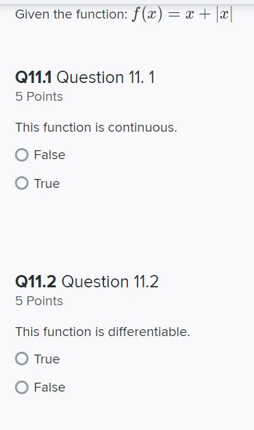 solved given the function f x x 2 q11 1 question 11