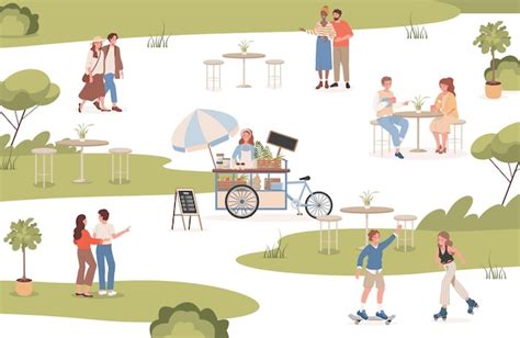 도시 공원 평면 그림 프리미엄 벡터