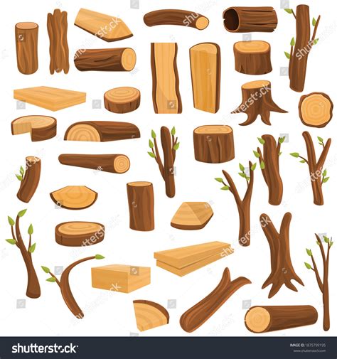 Trunk Tree Icons Set Cartoon Set Stock Vector Royalty Free