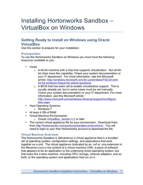 Installing Hortonworks Sandbox Virtualbox On Windows Docslib