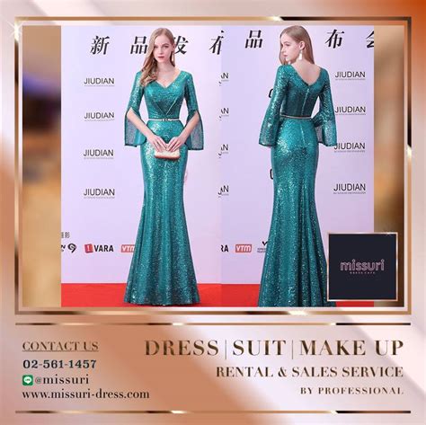 ชุดราตรียาวgatsbyสีเขียว ผ้ากลิตเตอร์ปักเลื่อม เเขนยาว กระโปรงเข้ารูปหางปลา สอบถามเพิ่มเติม Line