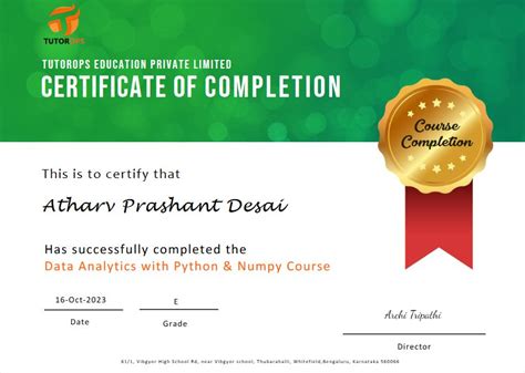 Certificate Dataanalytics Atharv Desai