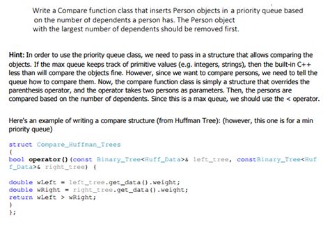 Write A Compare Function Class That Inserts Person Chegg
