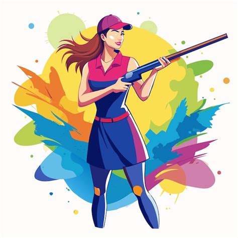 Premium Vector Shooter Woman Trap Shooting Vector Background Design