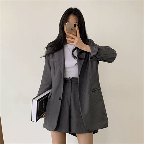 셋업코디갓성비템 실루 블레이저 자켓 숏 팬츠 투피스 Set 3color 에이블리