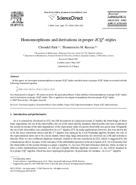 Pdf Homomorphisms And Derivations In Proper Triples