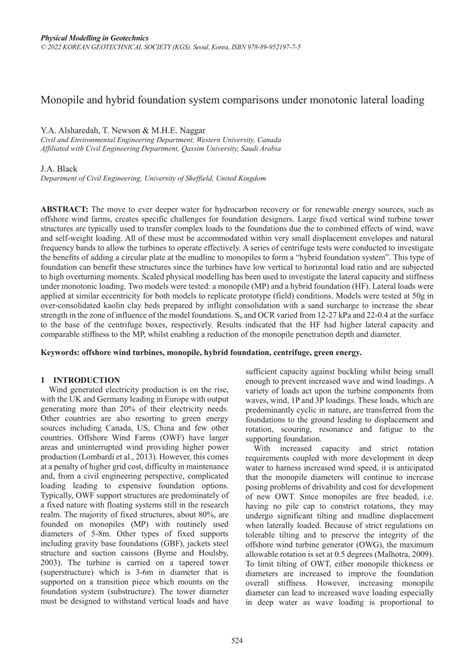 Pdf Monopile And Hybrid Foundation System Comparisons Under Monotonic Lateral Loading