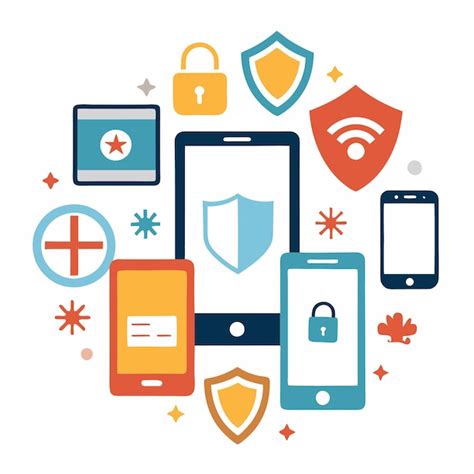 Mobile Security Concept Illustration With Various Icons And Devices