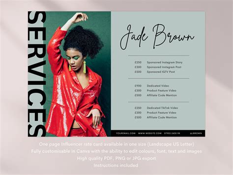 Influencer Rate Card I Canva Template I Influencer Kit I Etsy