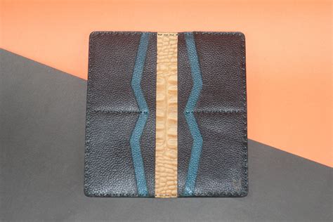 Unisex Dark Green Leather Wallet Exotic Bifold Long Wallet
