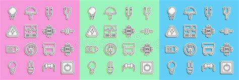 Set Line Electric Light Switch Processor With Microcircuits Cpu Scheme Audio Jack Electrical