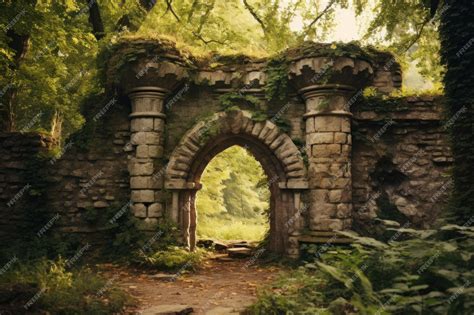 Medieval Castle Gate Architecture Building Outdoors Premium Ai Generated Image