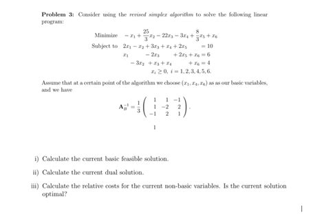 11 Problem 3 Consider Using The Revised Simplex