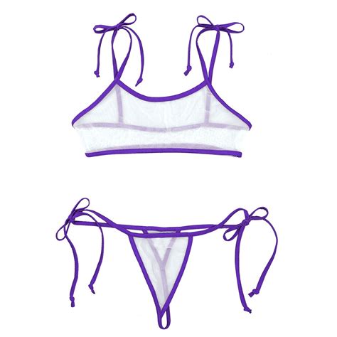 Hot 2023 2pcs See Through Micro Bikini Set Womens Brazilian Sheer Bikinis Mini Micro Lingerie