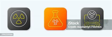 설정 라인 방사능 시험관 방사선 및화물 열차 아이콘 벡터 건강 진단에 대한 스톡 벡터 아트 및 기타 이미지 건강 진단 공기 오염 과학 Istock