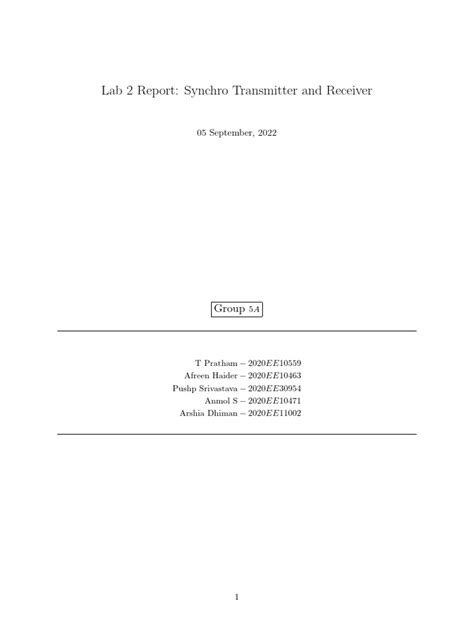 Lab 2 Report Synchro Transmitter And Receiver Pdf