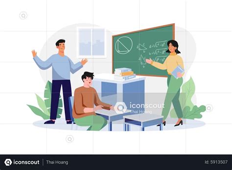 Student Attending Maths Class Illustration School And Education