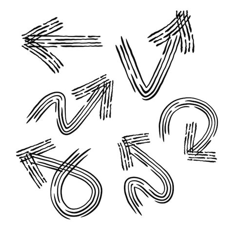 Premium Vector Set Of Vector Curved Arrows Hand Drawn Sketch Doodle Style Collection Of Pointers