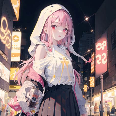 Cute Girl With Pink Hair City By Akisakixyz On Deviantart