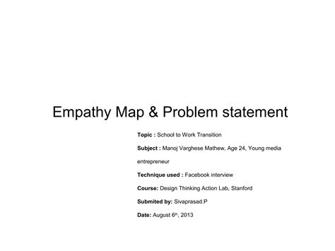 Empathy Map And Problemstatement Design Thinking Action Lab Ppt