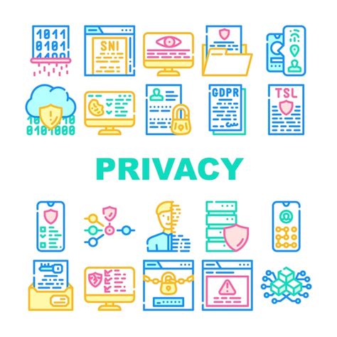 premium vector privacy policy protect collection icons set vector