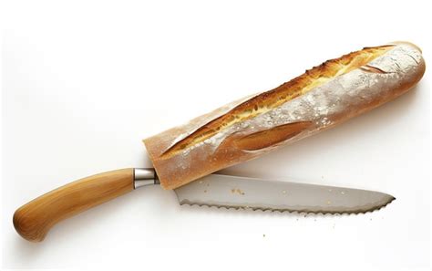 Premium Photo Mastering Artisan Breads With The Bread Knife On White
