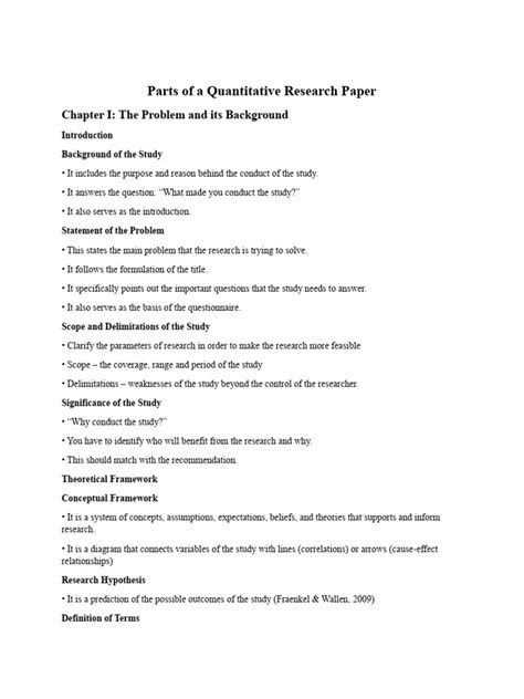 Parts Of A Quantitative Research Paper Chapter 1 3 Download Free Pdf Statistics Hypothesis