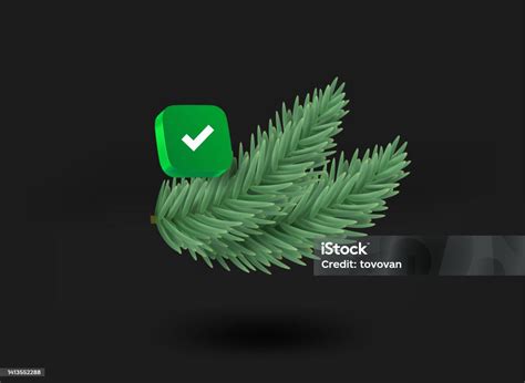 체크 표시 아이콘이있는 녹색 소나무 가지 3d 벡터 일러스트 레이 션 0명에 대한 스톡 벡터 아트 및 기타 이미지 0명 3차원 형태 겨울 Istock