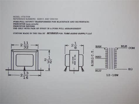 Princeton Reverb Output Transformer Heyboer Made In Usa Tube Audio Supply