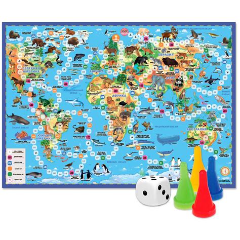 Игра ходилка настольная ГЕОДОМ Животный мир Земли с фишками купить с доставкой по выгодным