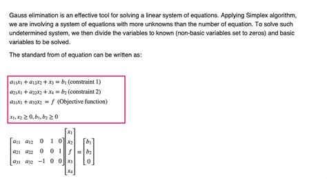 How To Apply Gauss Elimination In The Simplex Algorithm