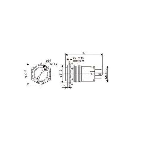 Metal Push Button 16mm Raised Reset With 3 6V Blue LED ABS16CG11EB3V