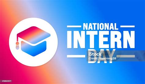 전국 인턴의 날 배경 템플릿입니다 휴일 컨셉 배경 배너 플래카드 카드 및 텍스트 비문과 표준 색상이 있는 포스터 디자인 템플릿에 사용합니다 벡터 일러스트 레이 션입니다 7