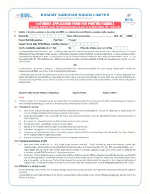 Bsnl Port Application Form Fill And Sign Printable Template Online