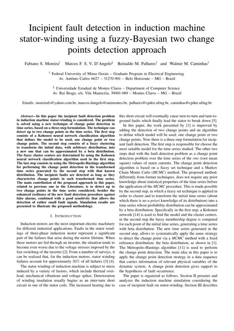 Pdf Incipient Fault Detection In Induction Machine Stator Winding Using A Fuzzy Bayesian