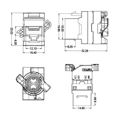 Cat 6a Keystone Rj45 Jack Utp Unshielded Tooless Lan Jacks Passive Components Networking