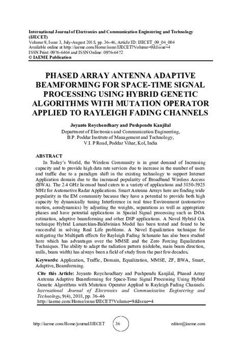 pdf phased array antenna adaptive beamforming for space time signal