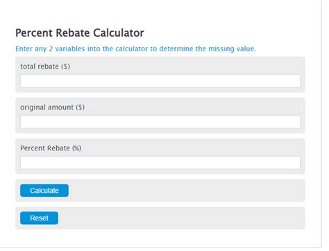 Percent Rebate Calculator Calculator Academy