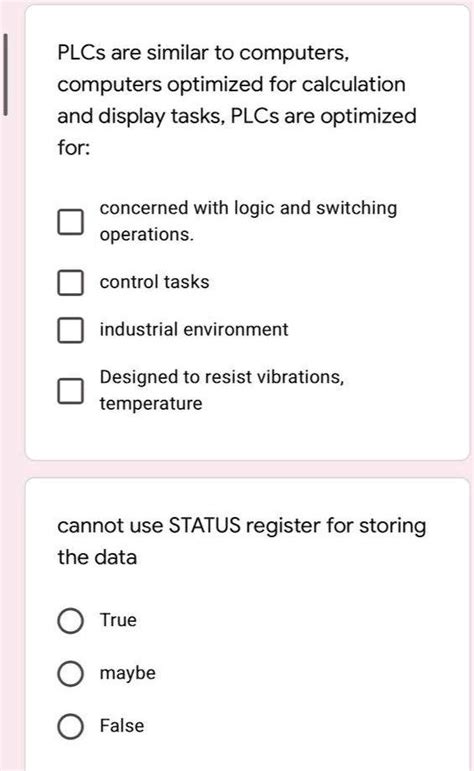 SOLVED PLCs Are Similar To Computers But They Are Optimized For Calculation And Display Tasks