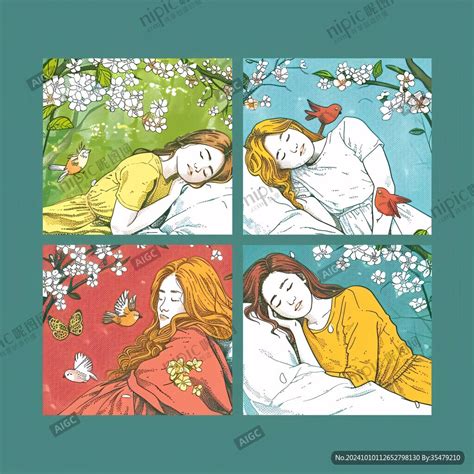Ai创作图睡觉人物素材 躺卧人物素材 人物睡姿 治愈系女孩睡觉春困 睡眠保健品插画 人物睡觉姿态 春夏秋冬女孩插画 花季少女插画 家纺插画设计 人物躺卧姿态 好睡眠插画 碎花家纺插画 整容整形