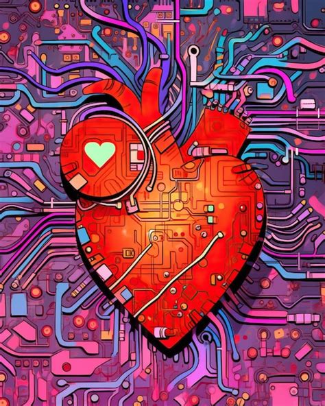 Premium Ai Image Cybernetic Heart With Interwoven Circuitry Integration Of Technology And