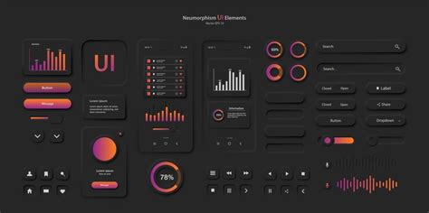 Premium Vector A Set Of User Interface Elements For A Mobile Application In Black And Red